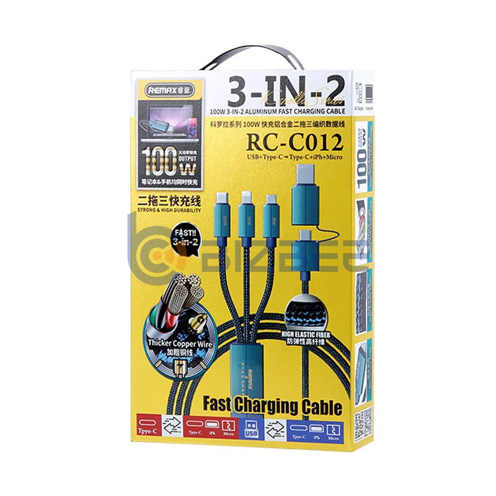 REMAX RC-C012 100W USB-A+Type C-Type C+Lingtning+Micro Fast Charging Cable (19 pcs/box) (Green)